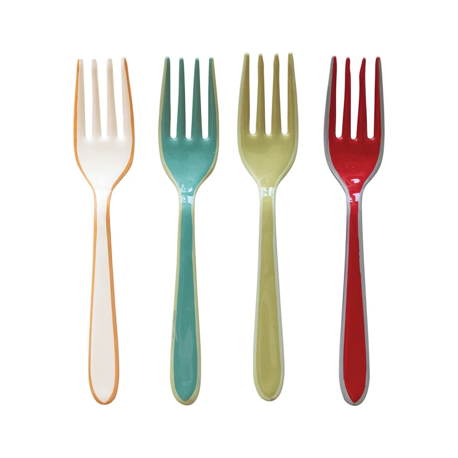 Stainless Steel Enameled 5.5" Fork with Colored Edge - 4 Colors – One ...